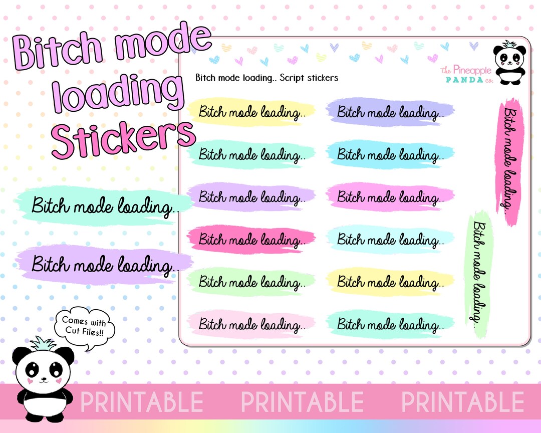 PRINTABLE Bitch Mode Loading Snarky Script Planner Stickers - Hobo ...