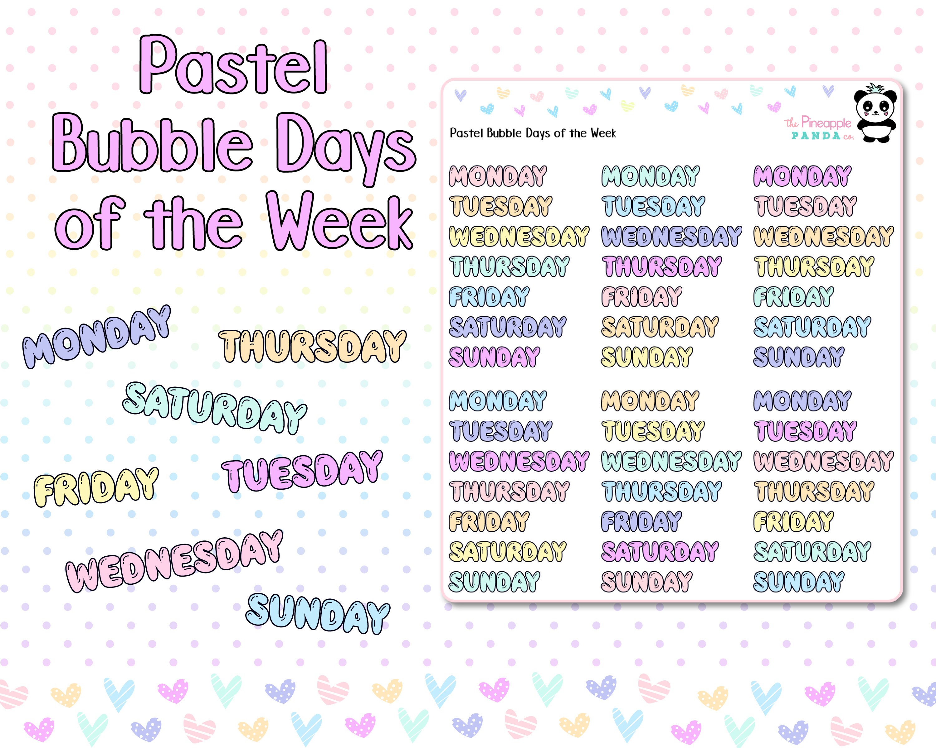 Pastel Bubble Days of the Week Hobo Weeks Hobonichi Bullet | Etsy