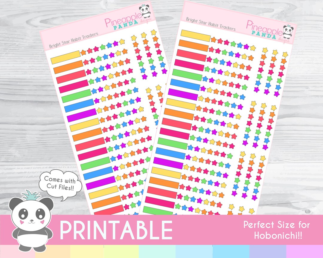Bright Star Habit Trackers - Printable Planner Stickers - Hobo Weeks ...