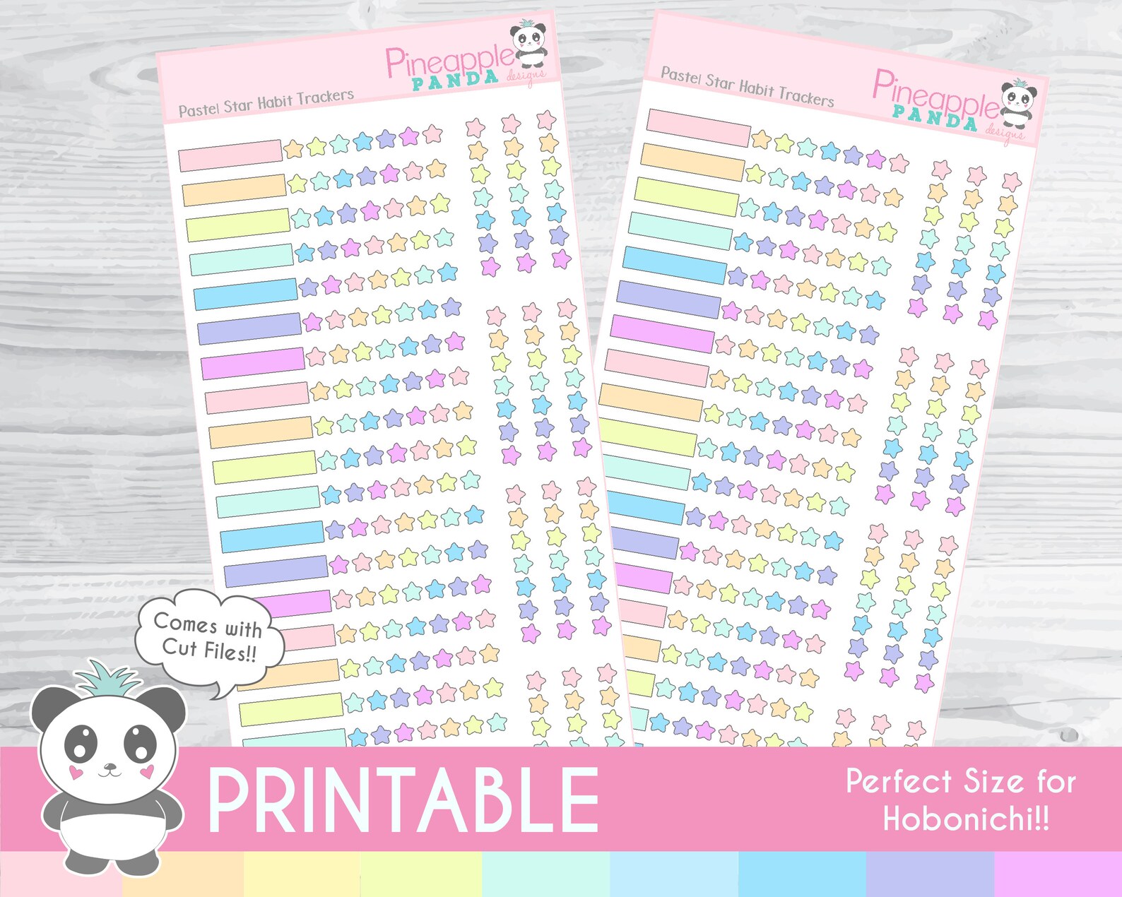 Pastel Star Habit Trackers - Printable Planner Stickers - Hobo Weeks ...