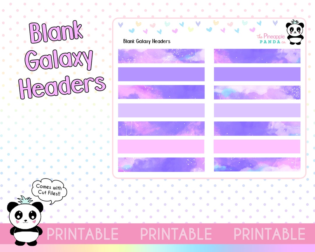 PRINTABLE Blank Galaxy Headers - Planner Stickers - Hobo Weeks Bullet ...