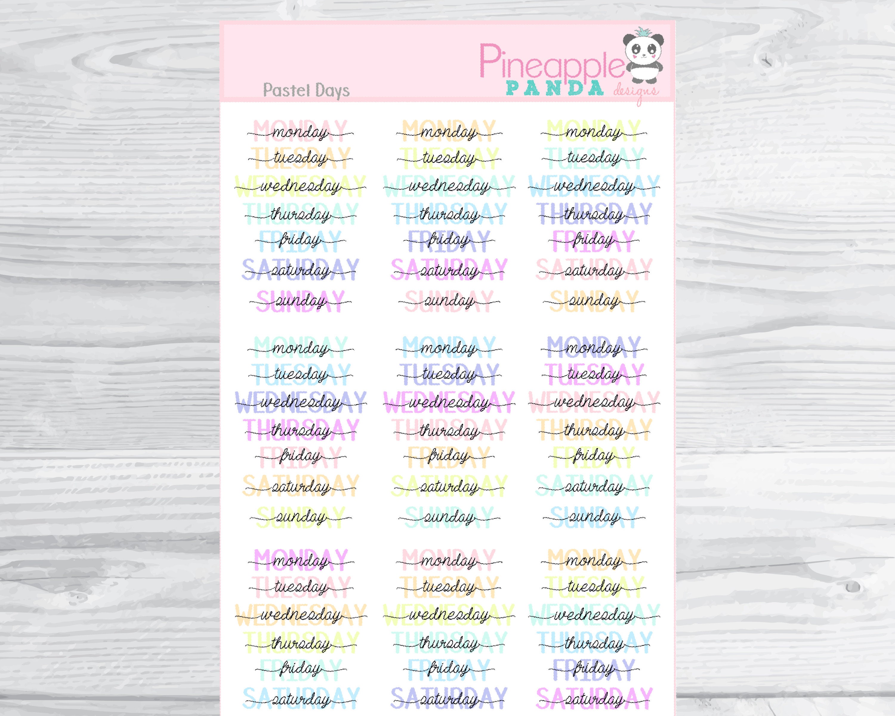Adorable Pastel Days of the Week Words - Printable Planner Stickers ...
