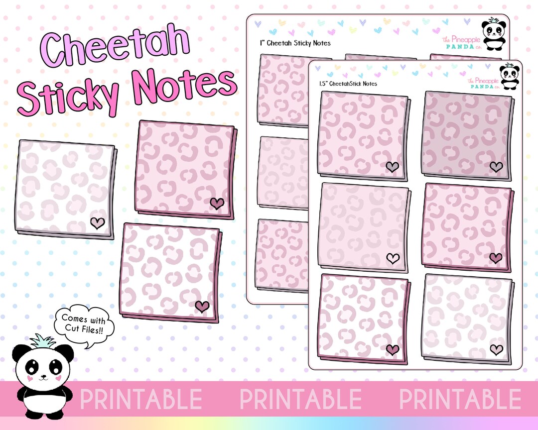 PRINTABLE Neutral Cheetah Sticky Post Notes - Planner Stickers - Hobo ...