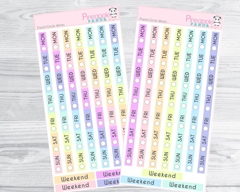 Pastel Week Date Strips Circle Weekly Printable Planner - Etsy