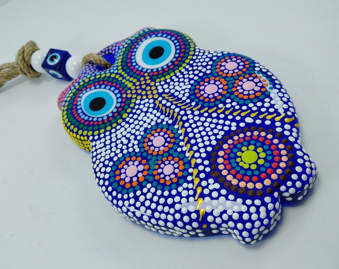 Owl Evil Eye Glass Bead Wall Decor Turkish Handmade Amulet for Wall ...