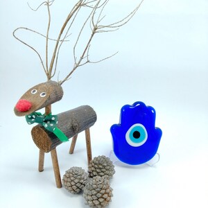 Hamsa Hand Glass Evil Eye Without a Hole, Turkish Handmade Big Amulet ...