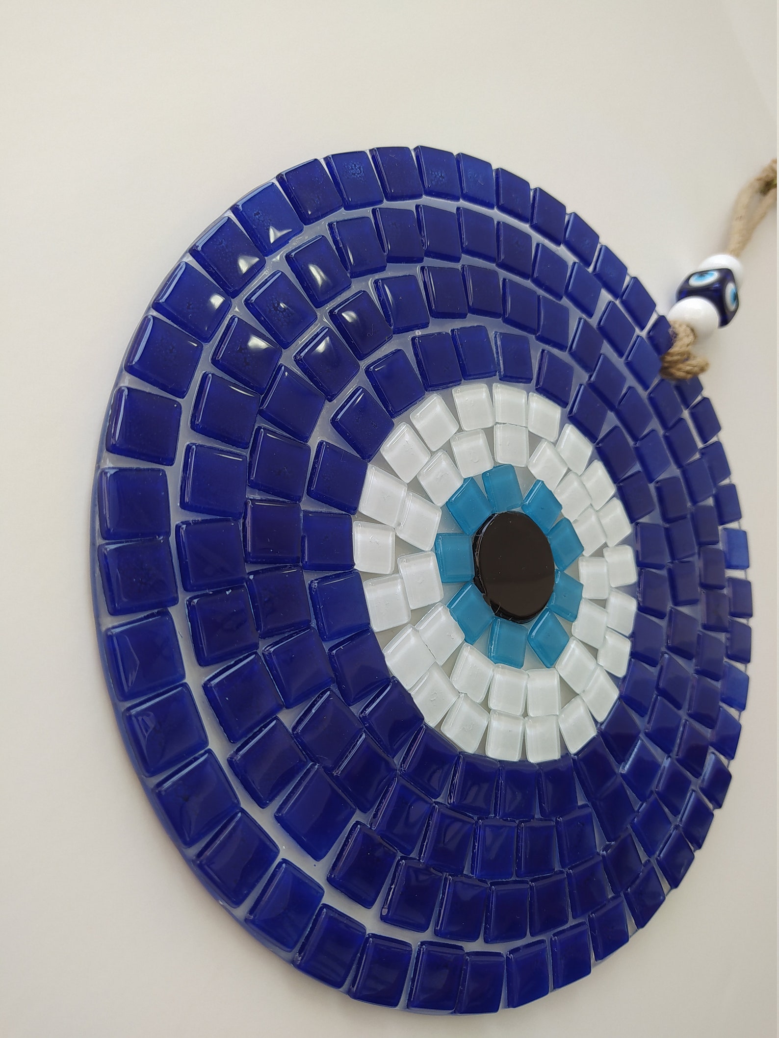 Mosaic Blue Evil Eye Glass Bead 7.9", Turkish Big Amulet for Wall ...