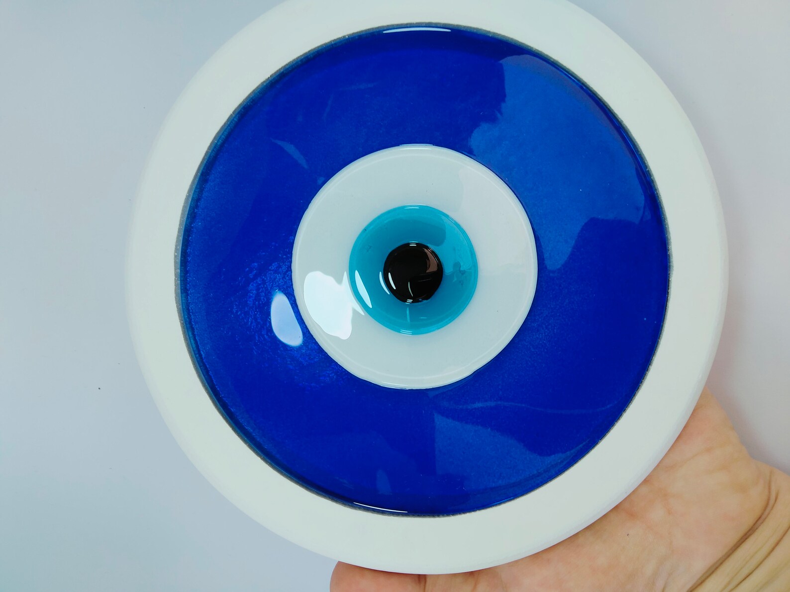 Wooden Framed Evil Eye Glass Decor Without a Hole 14 Cm Turkish ...