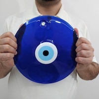 Handmade Fused Glass Large Round Evil Eye Wall Charm | Greek Mati ...