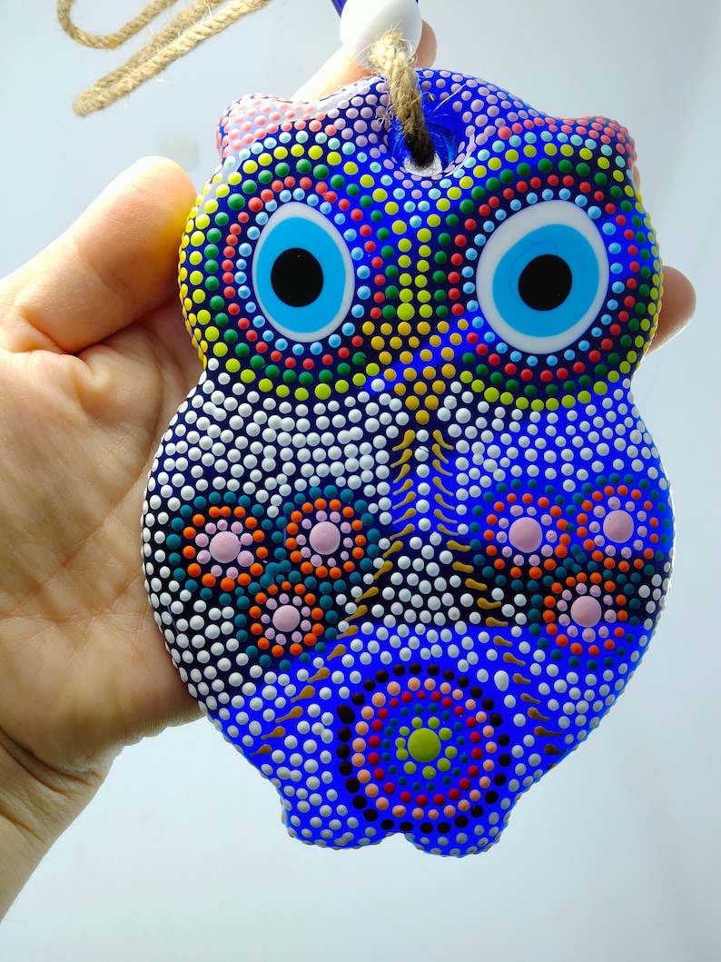 Owl Evil Eye Glass Bead Wall Decor Turkish Handmade Amulet for Wall ...
