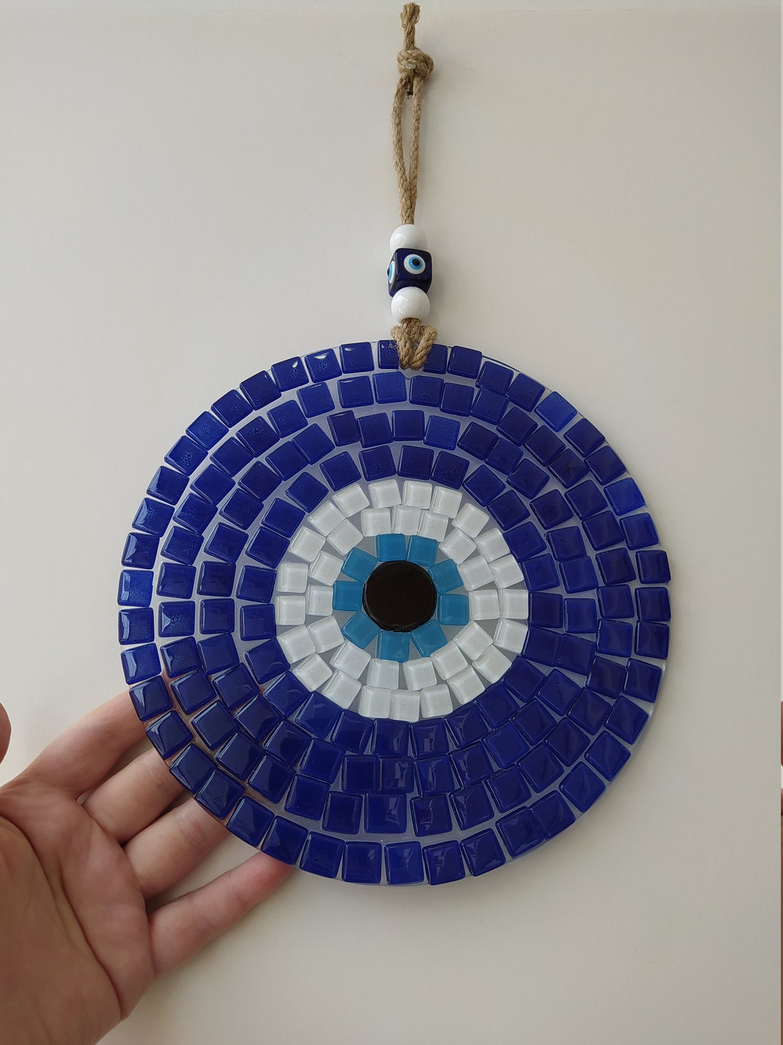 Mosaic Blue Evil Eye Glass Bead 7.9", Turkish Big Amulet for Wall ...