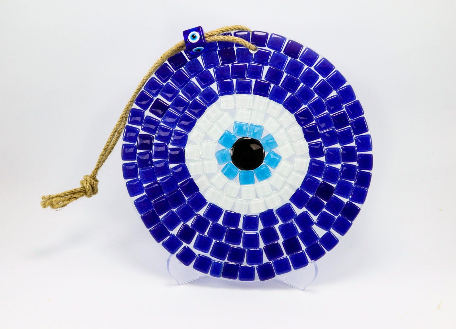 Mosaic Blue Evil Eye Glass Bead 7.9", Turkish Big Amulet for Wall ...