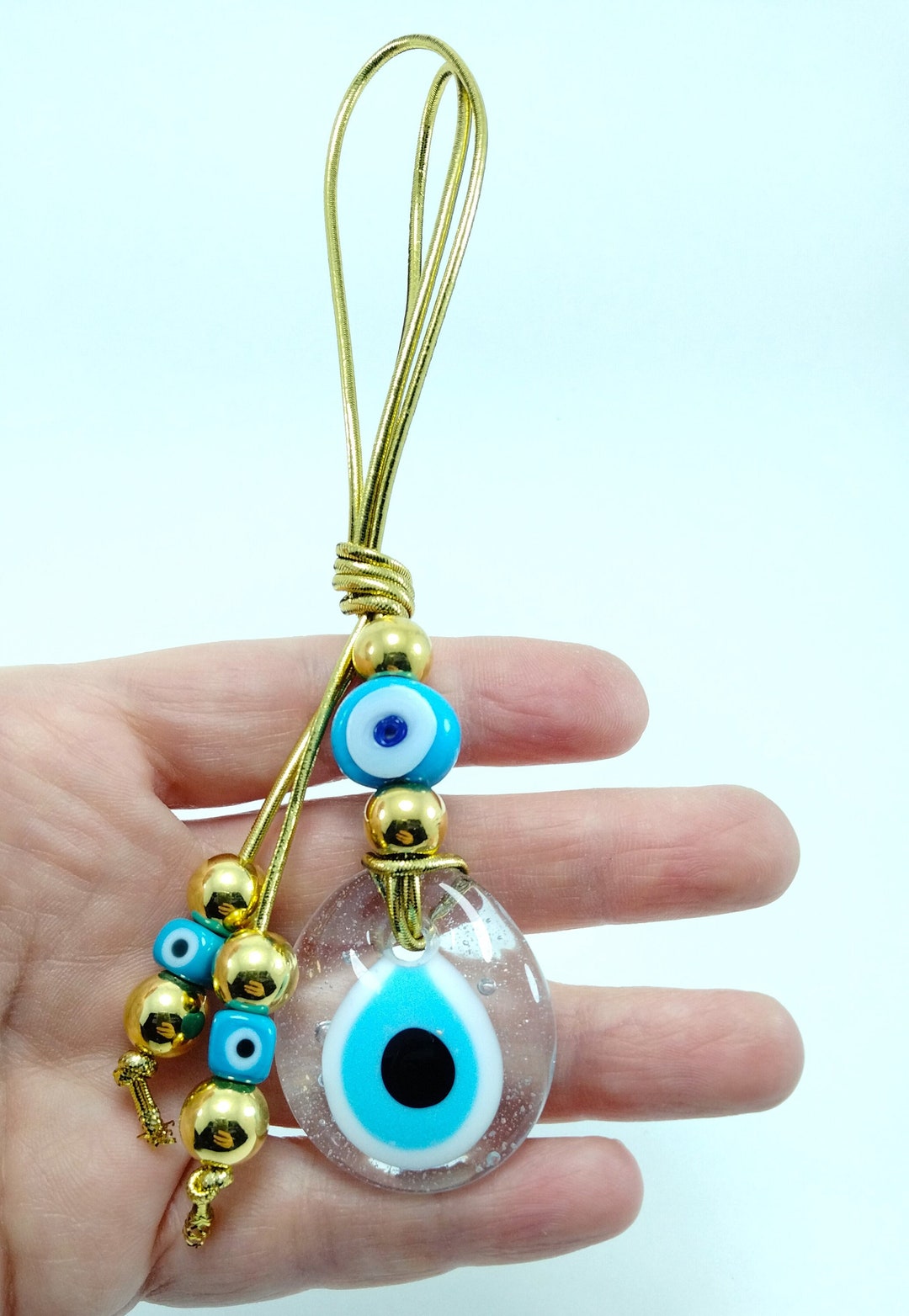 Transparent Evil Eye Glass Bead Wall / Car Decor, Turkish Handmade Big Amulet, Nazar Charms ...