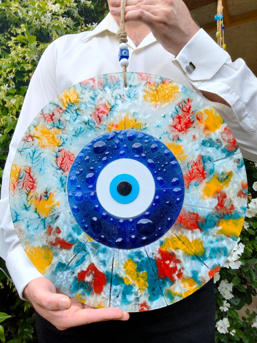 Giant Evil Eye 15.74 Glass Bead Wall Decor, Turkish Handmade Big Amulet ...