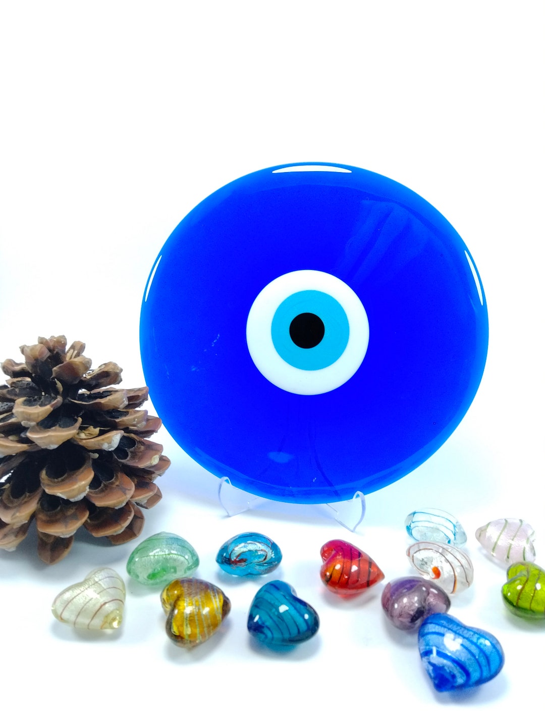 Glass Evil Eye Without a Hole 18 Cm Turkish Handmade Big Amulet Nazar ...