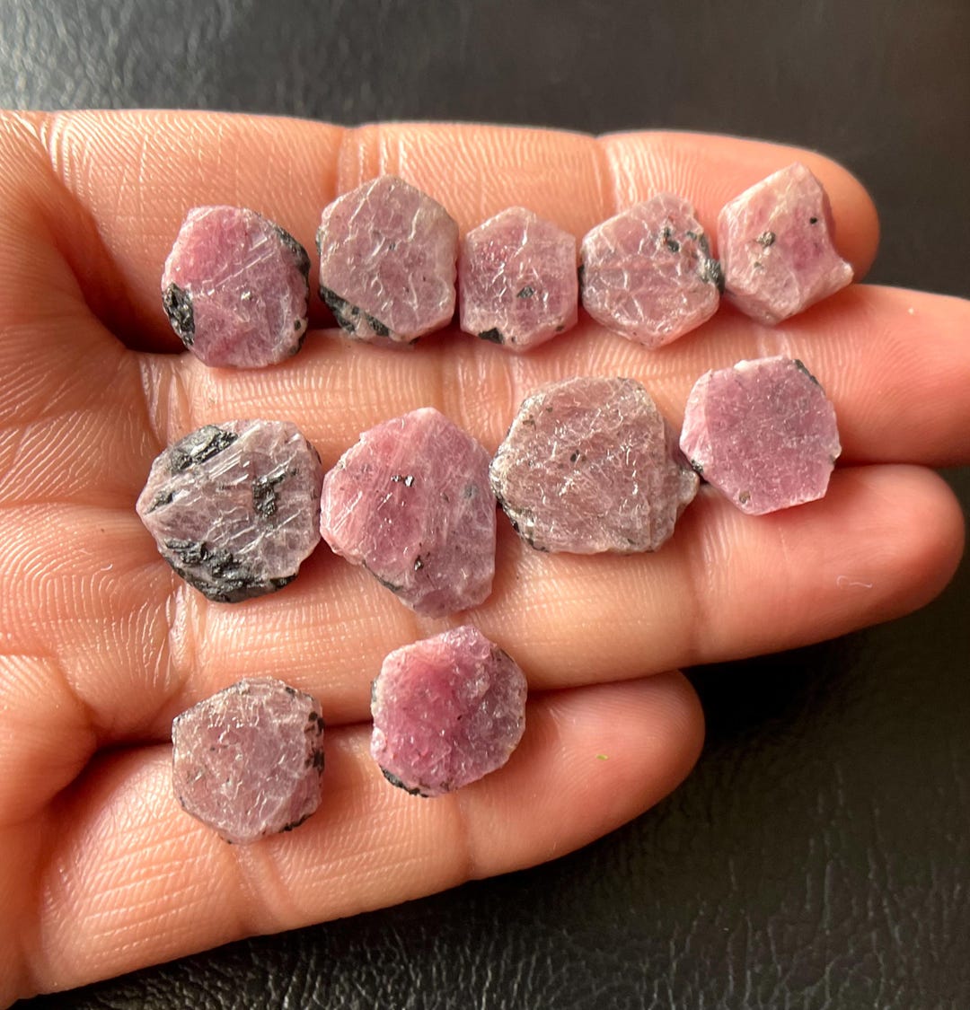 10 Pieces Natural Ruby Gemstone Slice Rough, Size-12-15 MM Ruby, Ruby ...