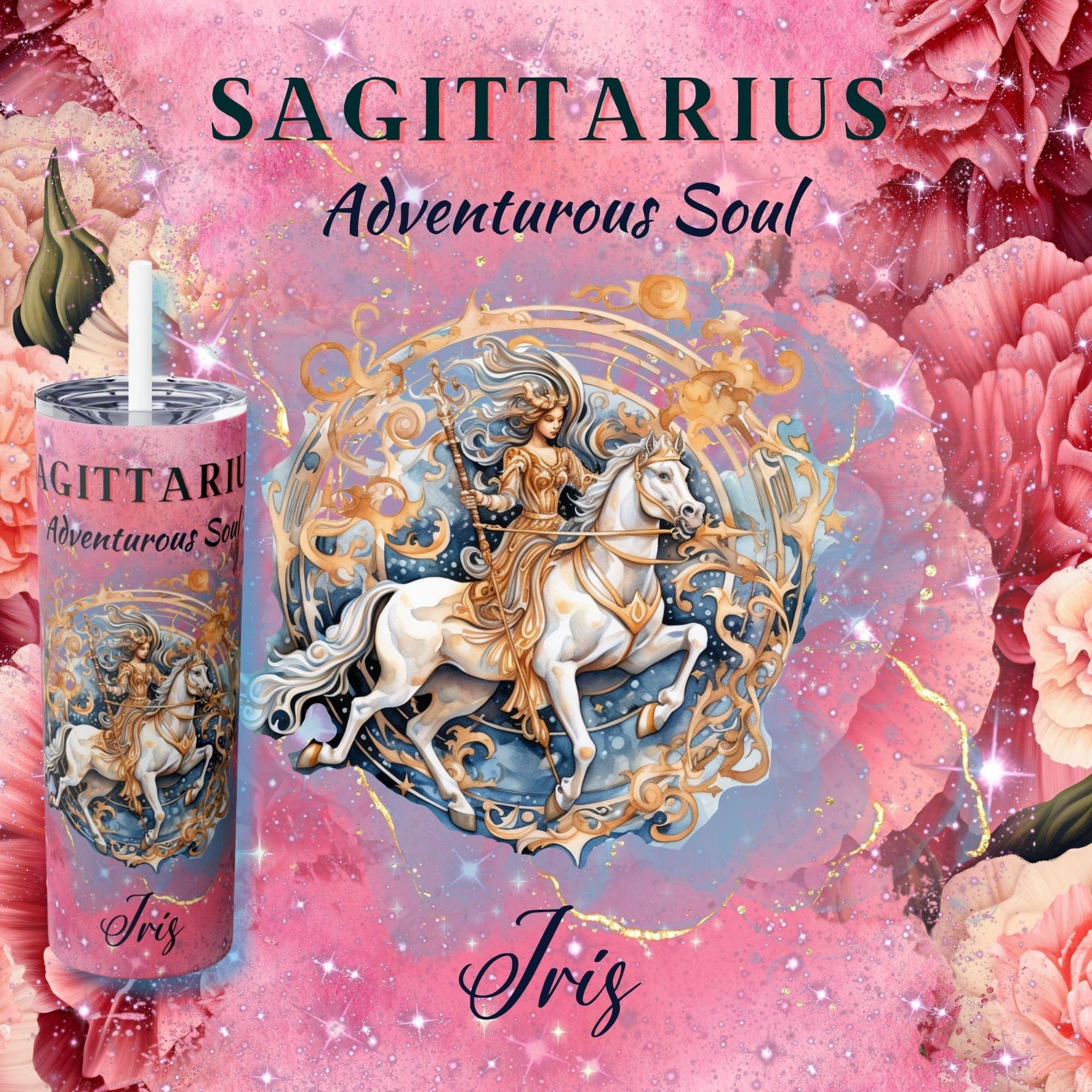 Custom Sagittarius Birth Month Flower Tumbler Gift for Astrology Lovers ...