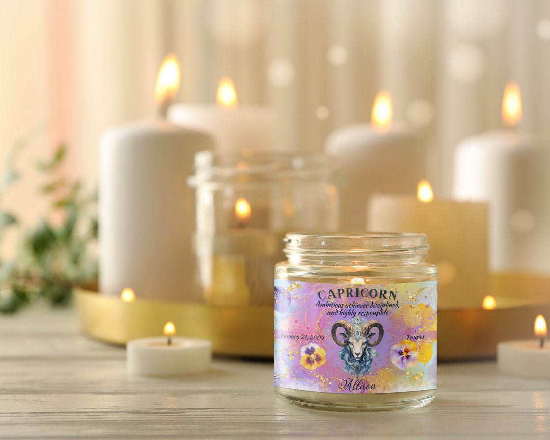 Capricorn Birth Flower Gift Candle Personalized Birth Month - Etsy