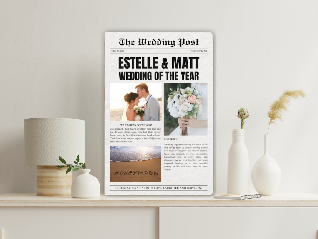 Custom Wedding Newspaper Acrylic Print: Personalized Keepsake Gift - Etsy