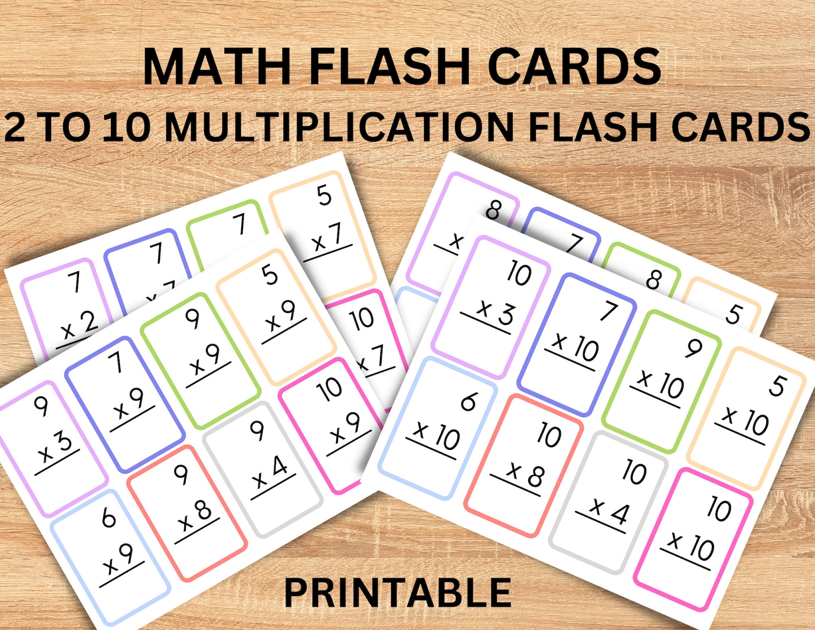 Math Multiplication Flash Cards - Etsy