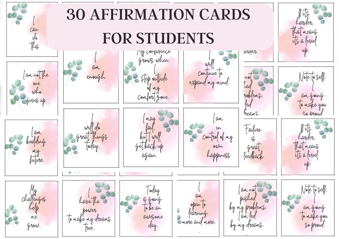 Affirmation Cards for Students - Etsy