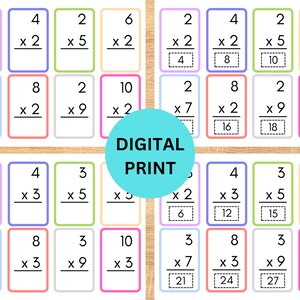 Math Multiplication Flash Cards - Etsy