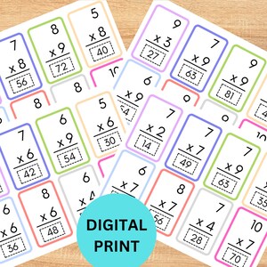 Math Multiplication Flash Cards - Etsy