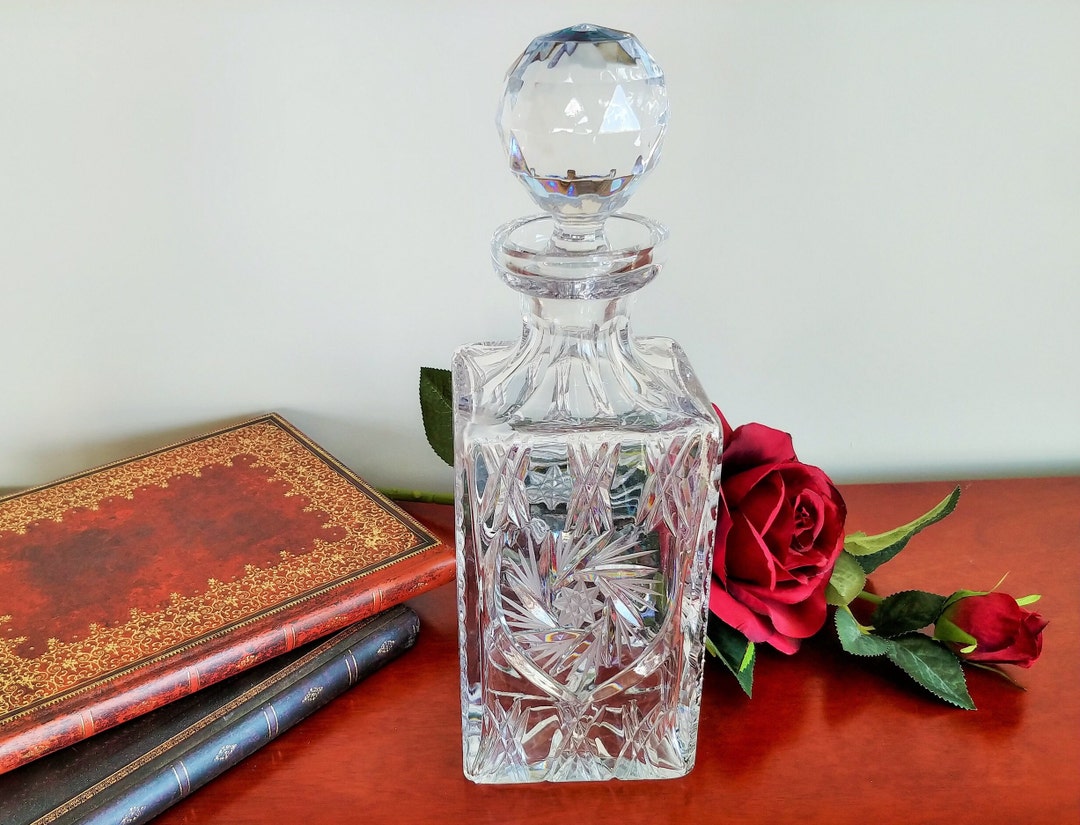 Pinwheel Crystal Decanter, Bohemia Hand Cut Gorgeous Vintage ...