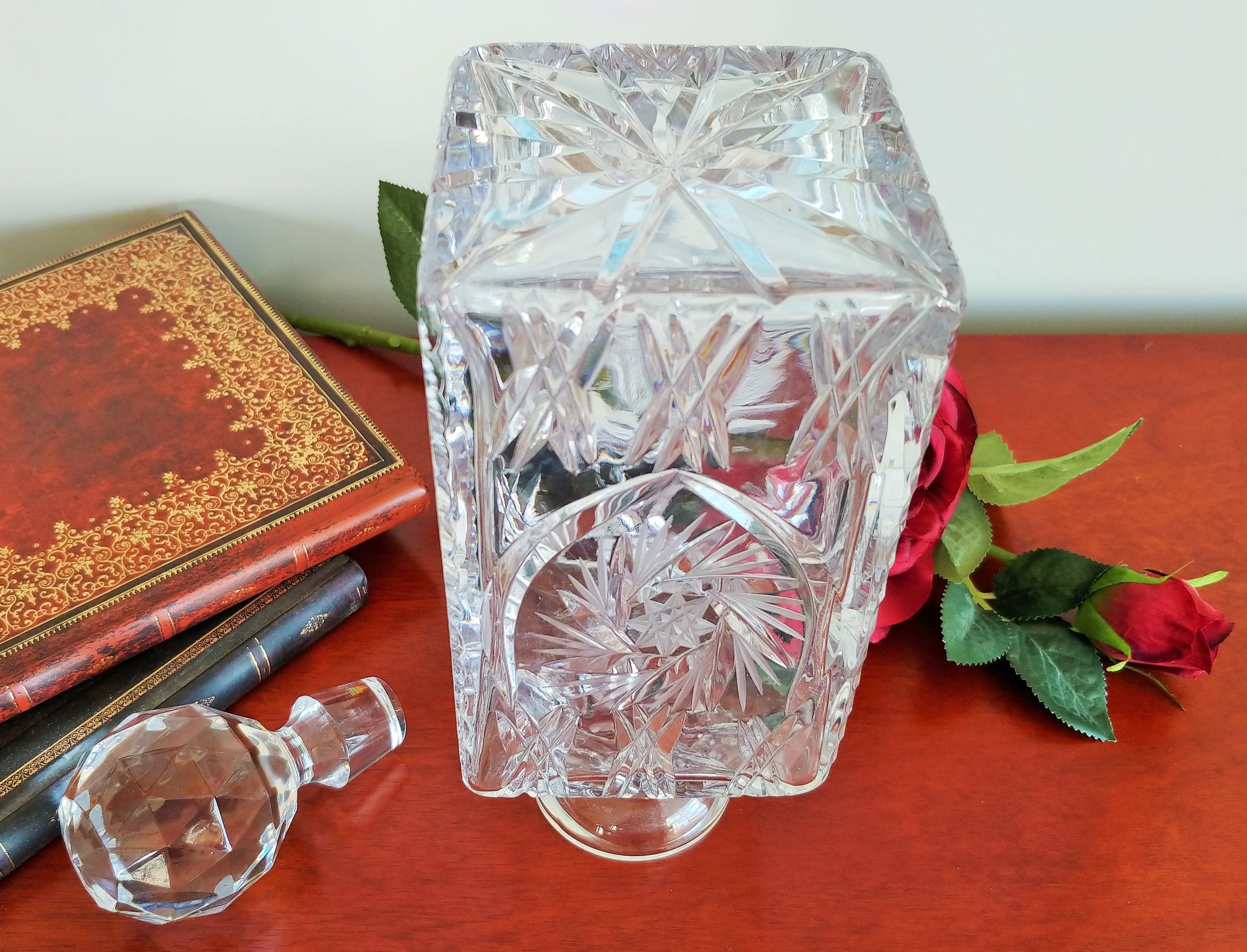 Pinwheel Crystal Decanter, Bohemia Hand Cut Gorgeous Vintage ...