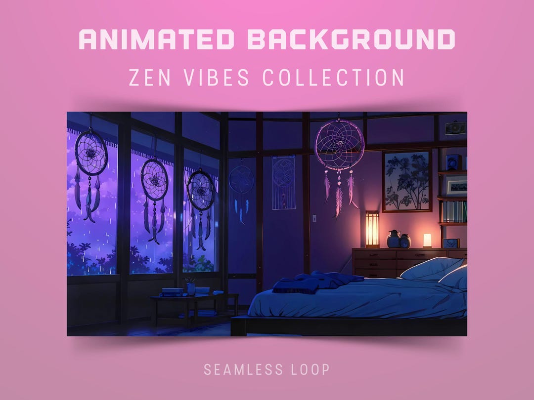 Rain Twitch Banner, Vtuber Rain Zen Background, Streamer Animated ...