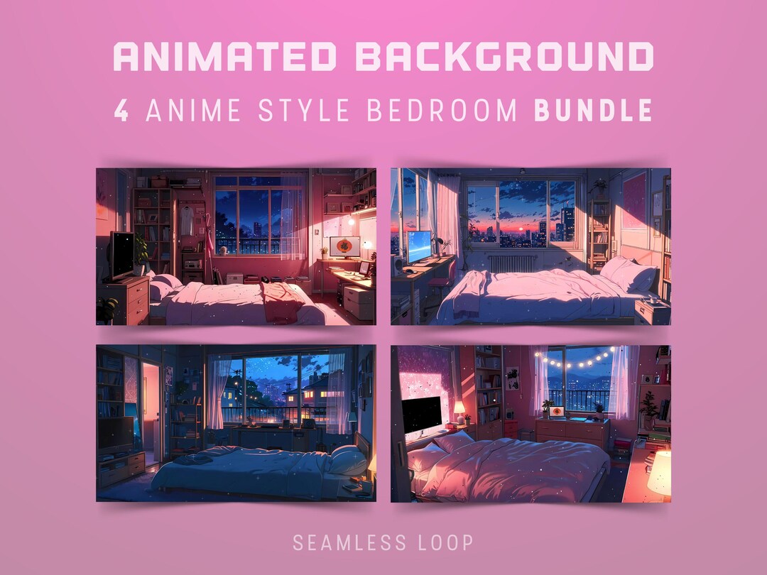 4 Animated Backgrounds Bundle, OBS Streamer Animated Background, Vtuber ...