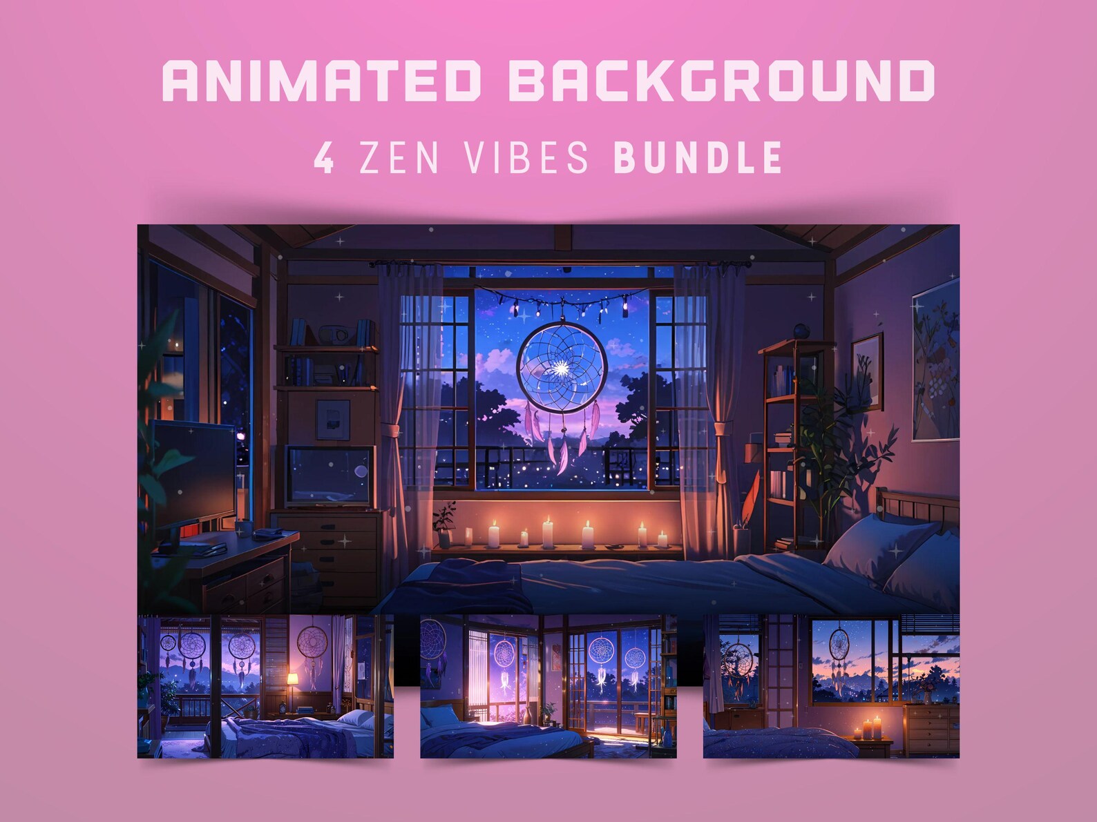 4 Zen Animated Backgrounds Bundle, OBS Streamer Animated Background ...