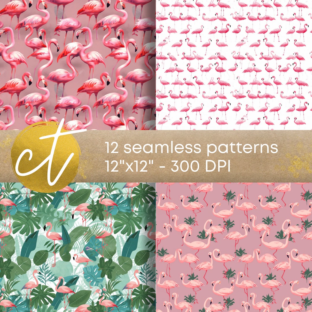 Flamingo Digital Paper, Flamingo Seamless Paper, Summer Seamless ...