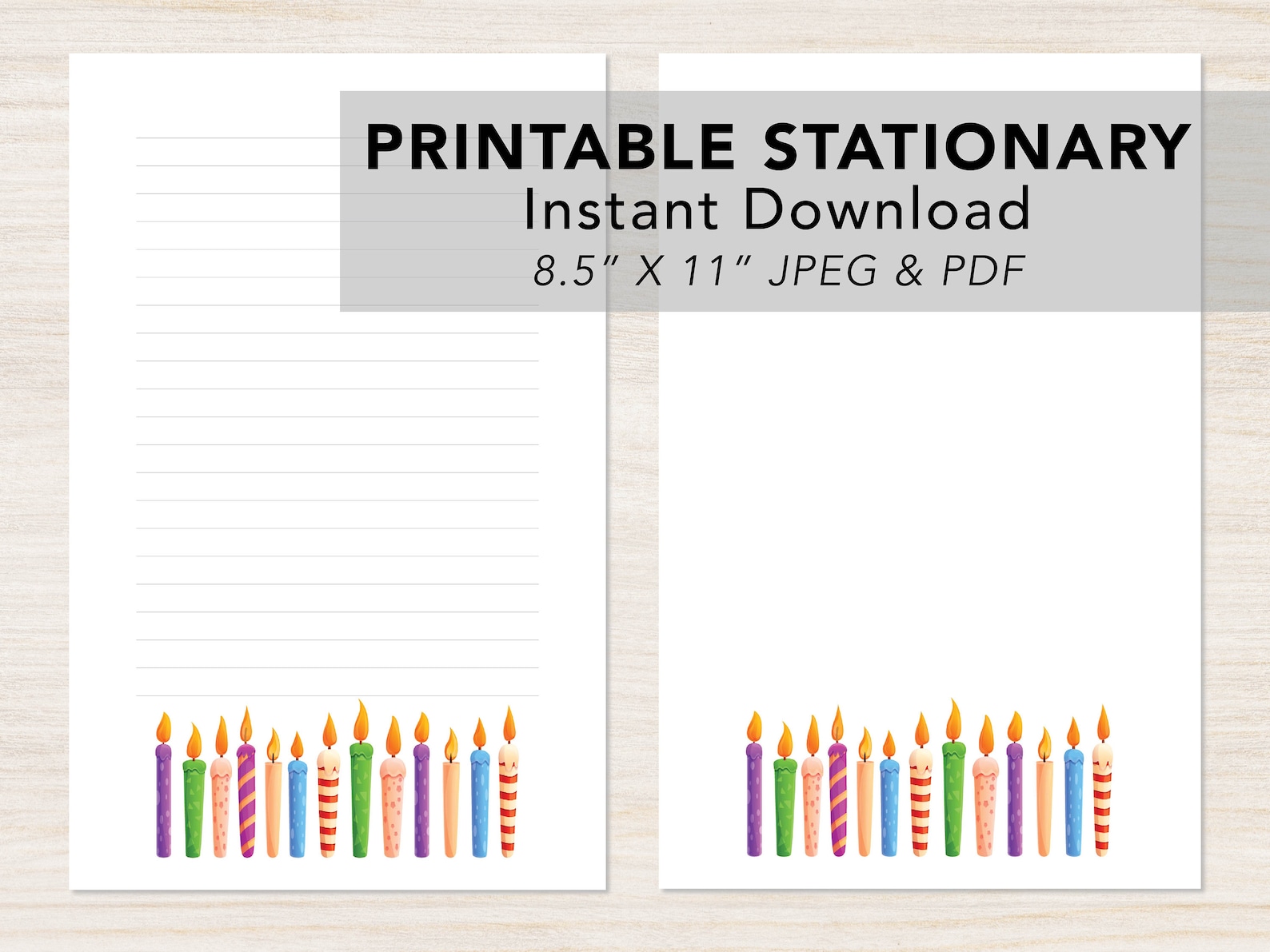 Printable Birthday Stationery Template / Note A4 A5 8.5 X 11 Letter ...
