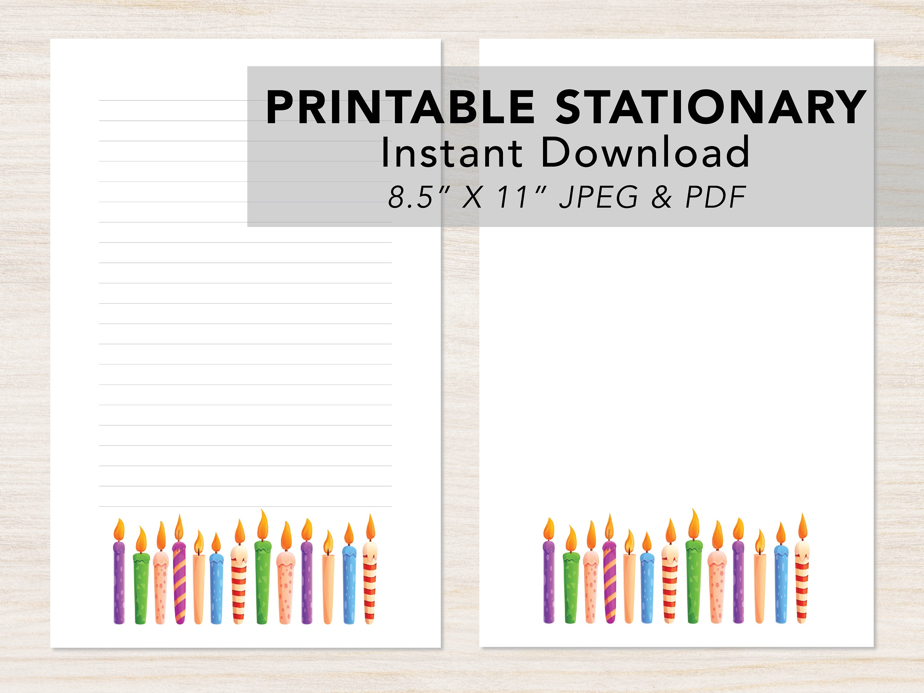 Printable Birthday Stationery Template / Note A4 A5 8.5" X 11" Letter ...