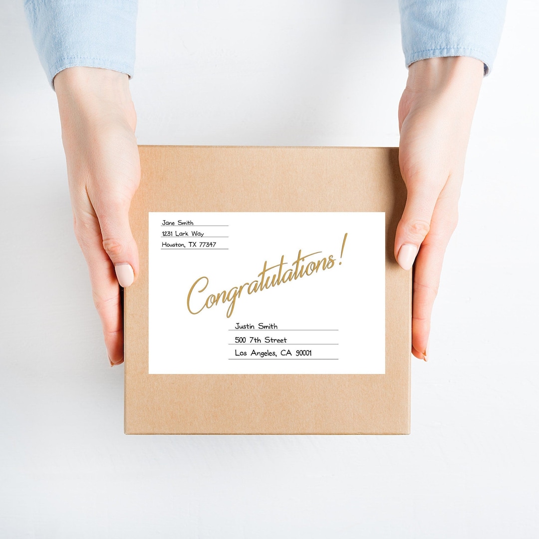 Congrats Address Label for Shipping Box / Congratulations Return ...