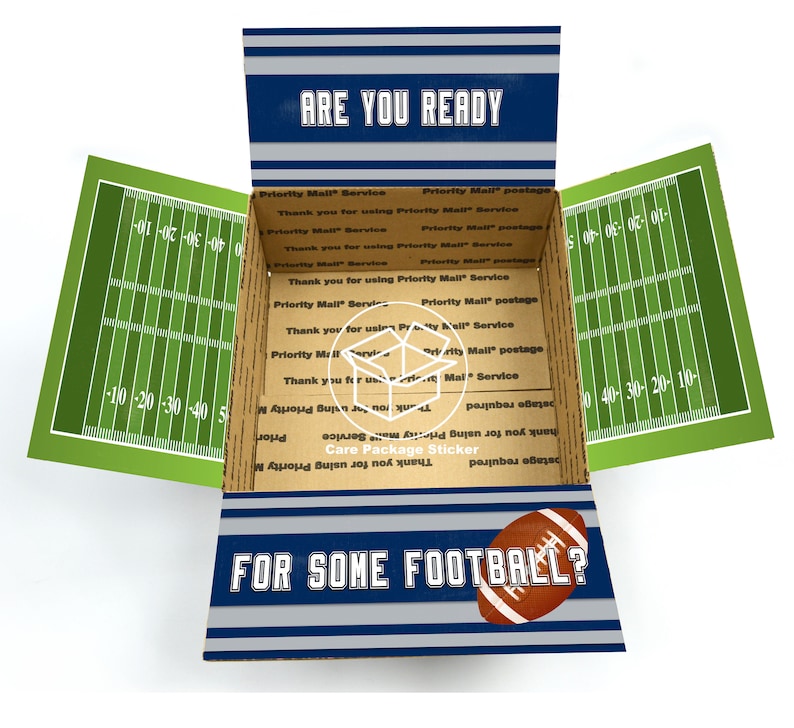Football Care Package Stickers / Custom Gift Box for Him / Football ...
