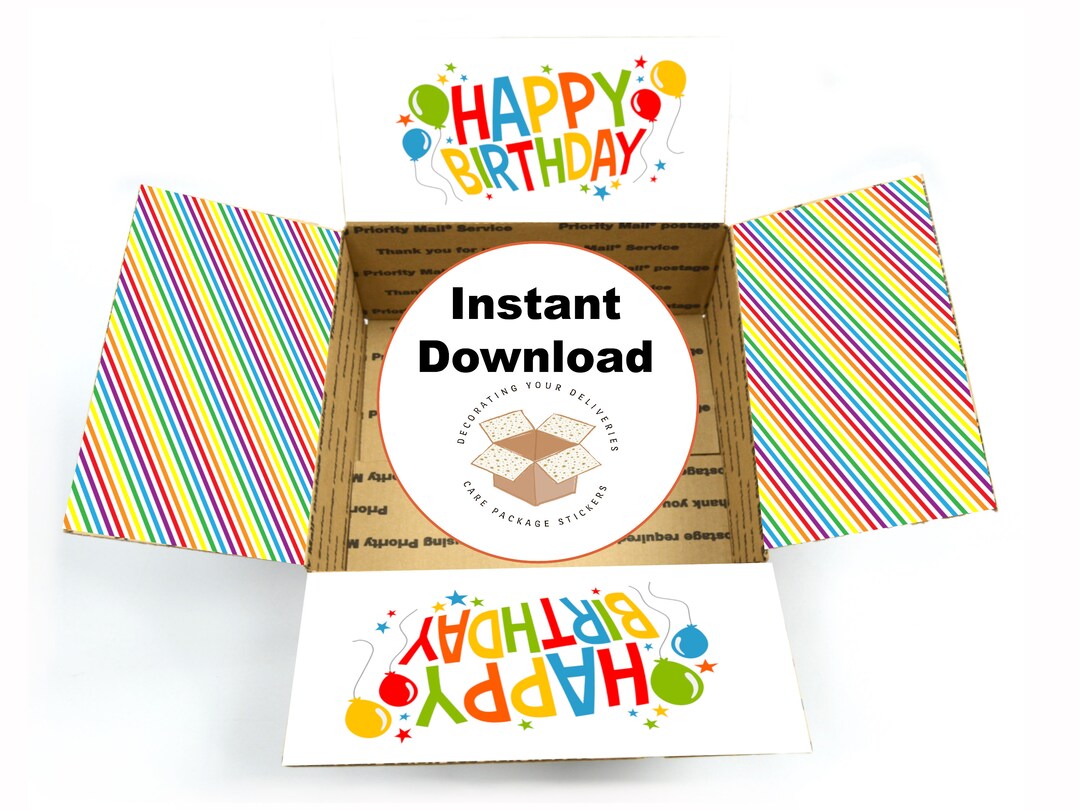 Happy Birthday Printable Care Package Decoration Instant Digital ...