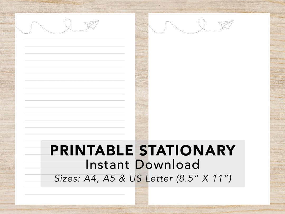 Paper Airplane Stationery Printable Template / Letter Note Paper A4 A5 ...