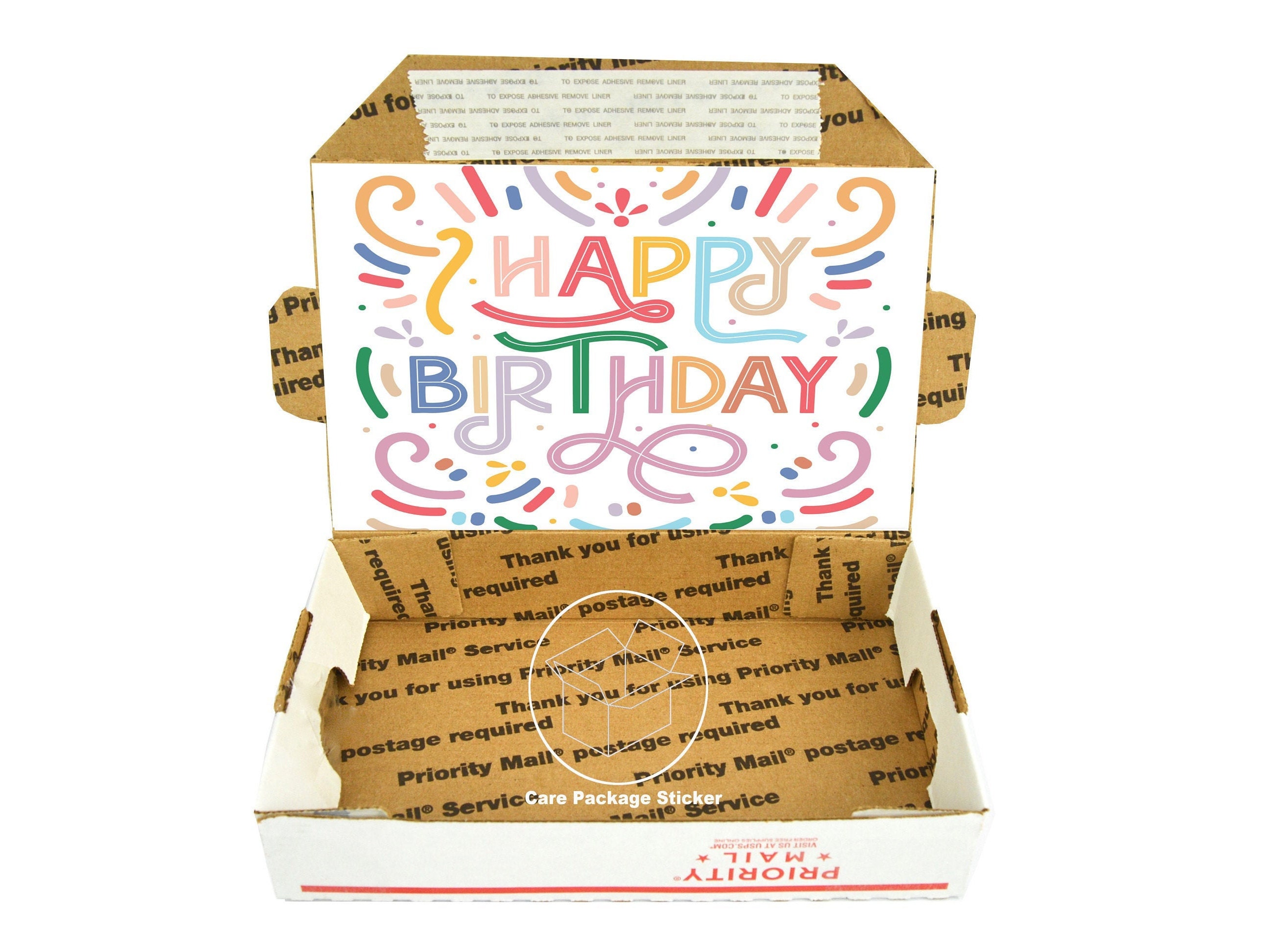 Birthday box / small flat rate box sticker / gift for her / | Etsy