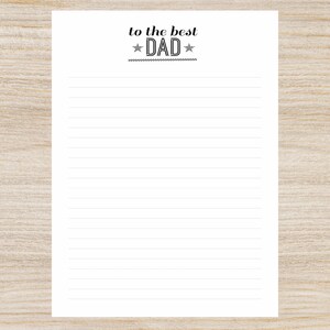 Printable Father's Day Stationery Template / Letter Note Paper A4 A5 8. ...