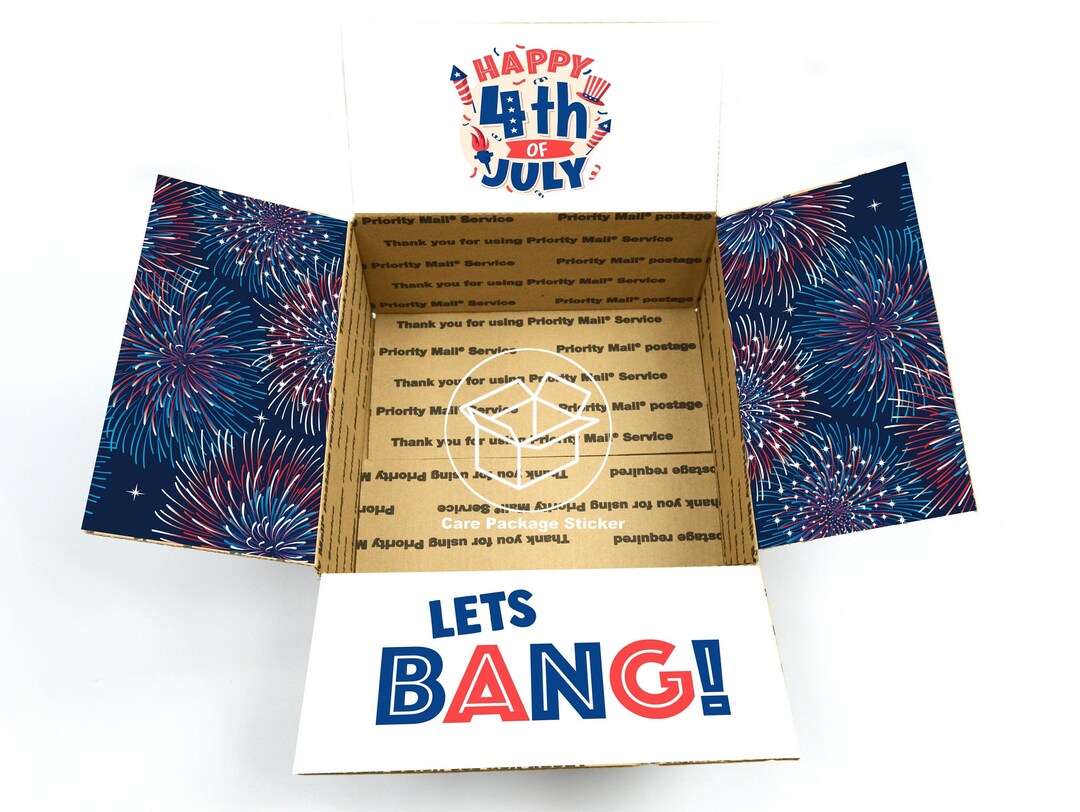 4th of July Care Package Stickers / Long Distance Relationship Box Flps ...