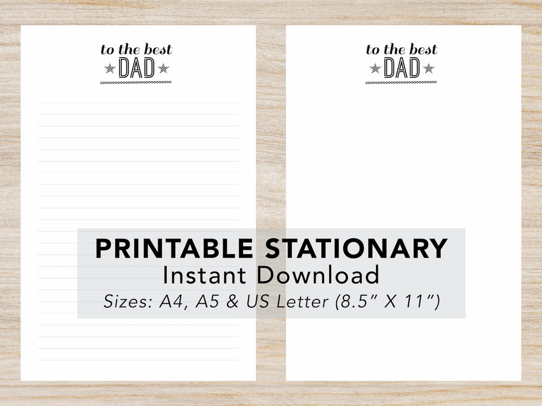 Printable Father's Day Stationery Template / Letter Note Paper A4 A5 8. ...