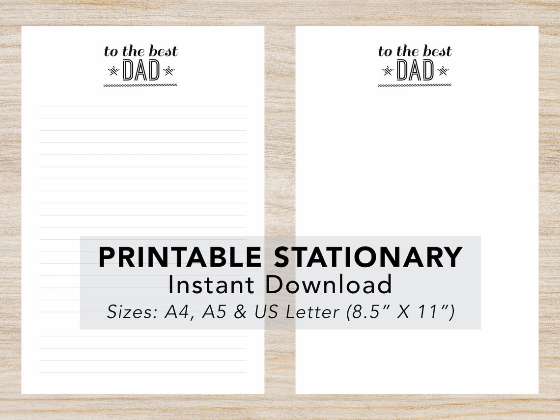 Printable Father's Day Stationery Template / Letter Note Paper A4 A5 8. ...