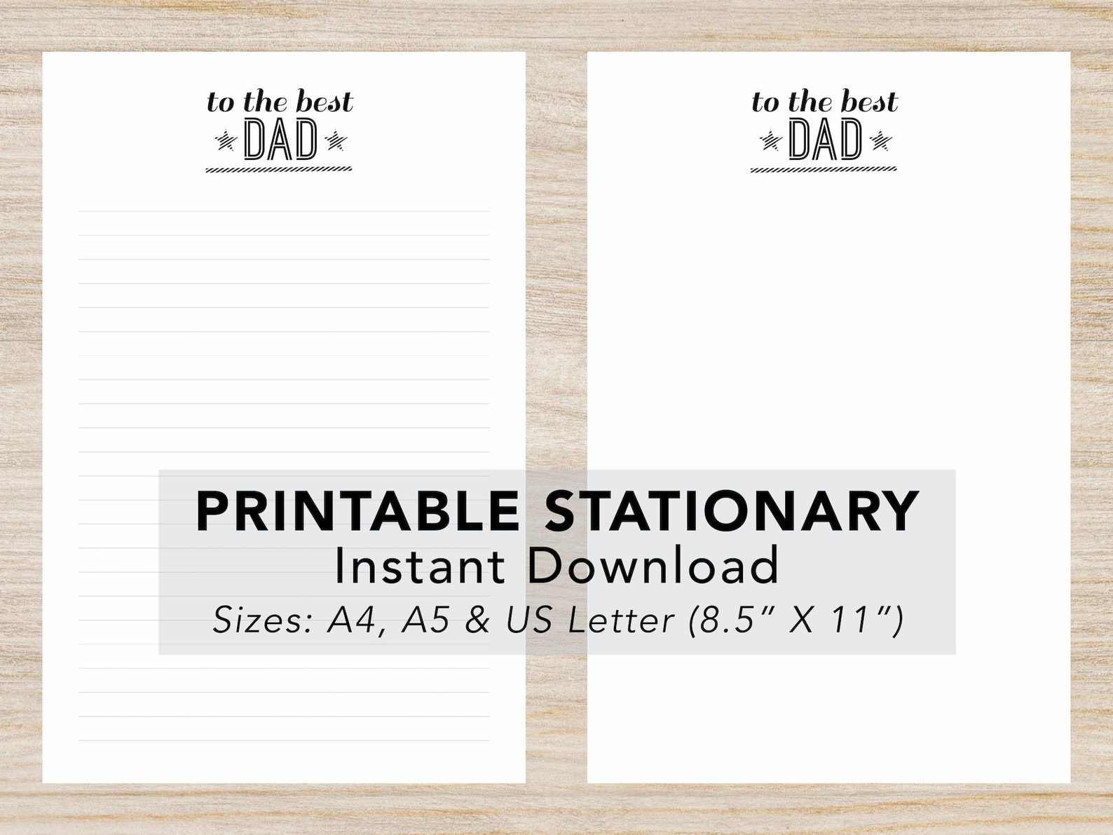 Printable Father's Day Stationery: Letter Note Paper (digital Download ...