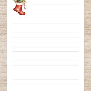Christmas Stocking Stationery Printable Template / Letter Note Paper 8. ...