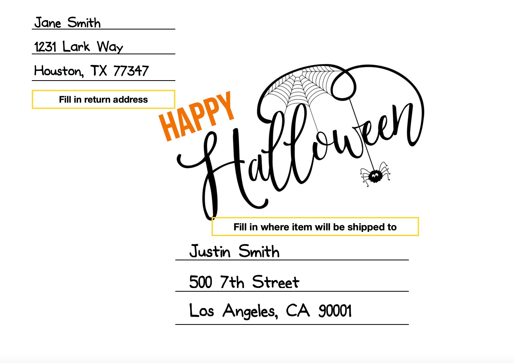 Halloween Shipping Label for Care Package / Address Sticker / - Etsy