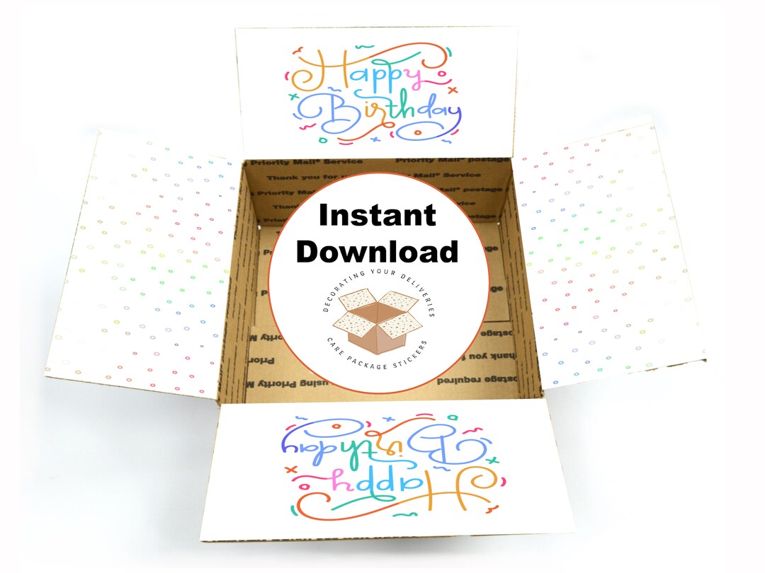 Happy Birthday Printable Care Package Decoration Instant Digital ...