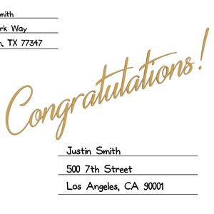 Congrats Address Label for Shipping Box / Congratulations Return ...