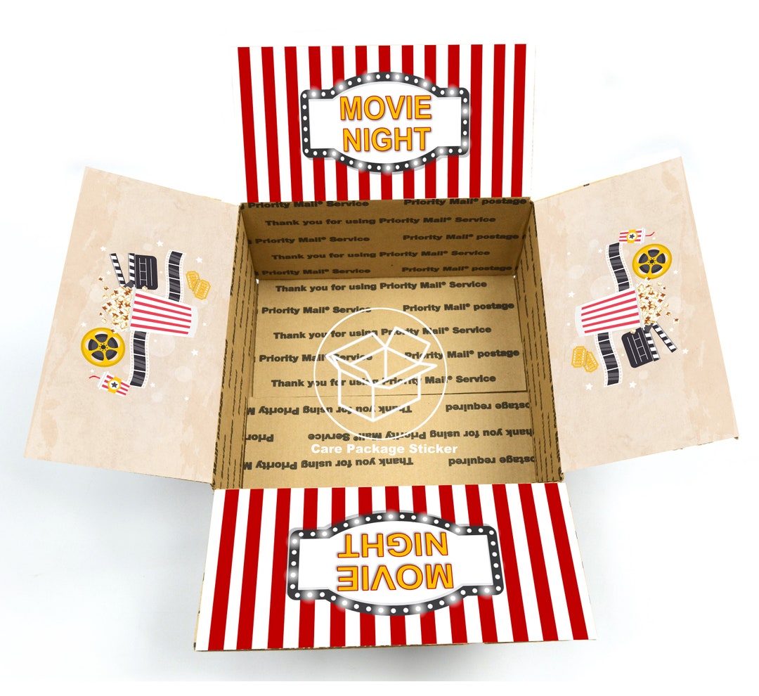 Movie Night Care Package Stickers / College Student Gift Box ...